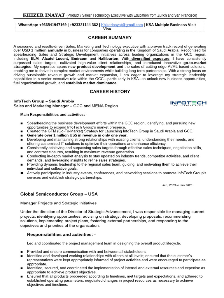 Khizer-Inayat - Sales Professional Saudi Arabia | PDF | Marketing | Saudi Arabia