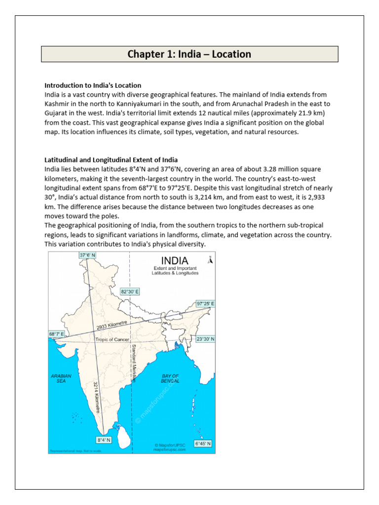 India: Geographical Location Insights | PDF | Longitude | Latitude