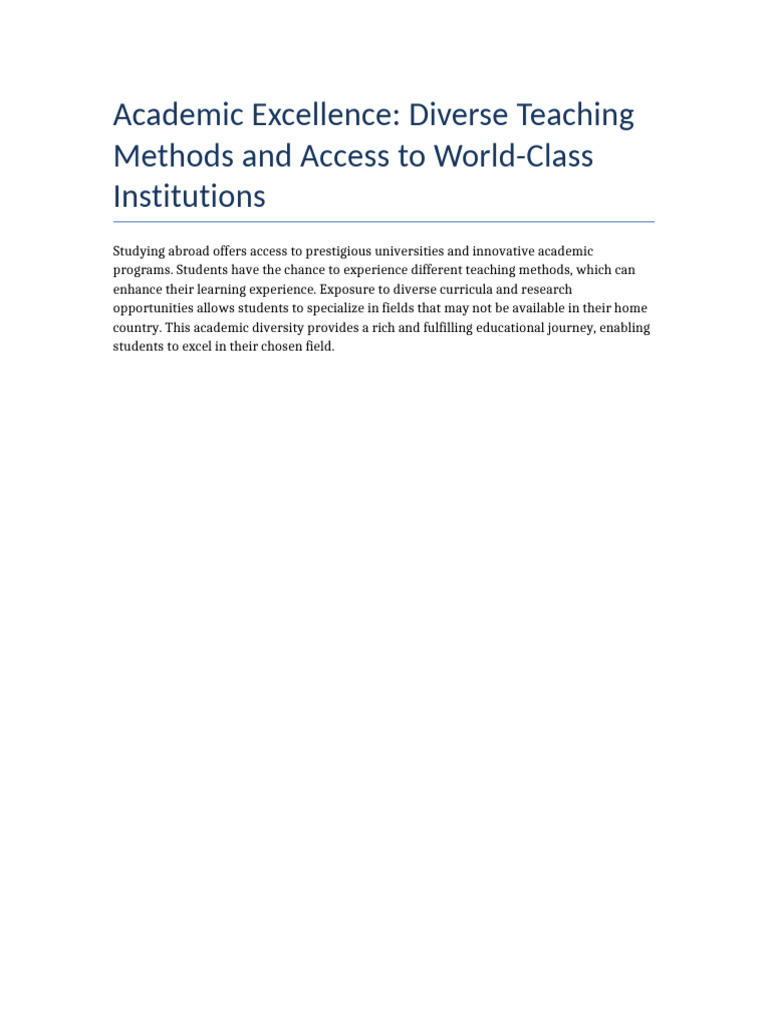 Studying Abroad Academic Excellence | PDF