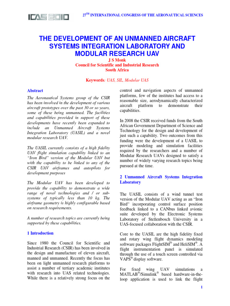 4.the Development of An Unmanned Aircraft Systems Integratio | PDF ...