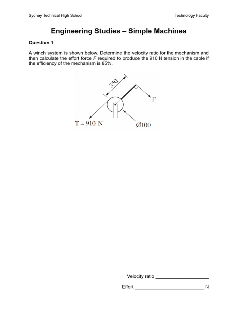 Engineering Studies: Simple Machines Calculations | PDF | Mechanical ...