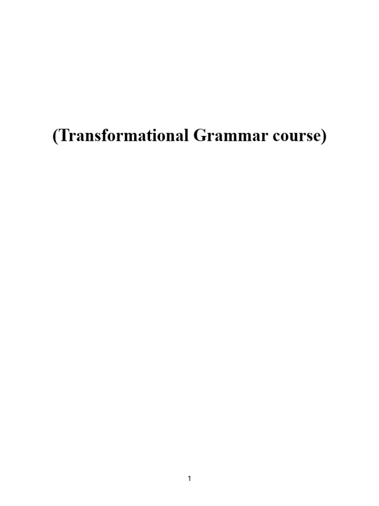 Transformational Grammar 10 | PDF | Clause | Verb
