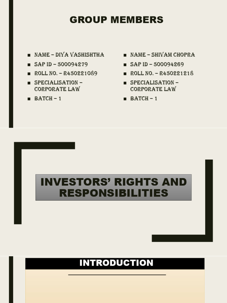Investors' Rights and Responsibilities | PDF | U.S. Securities And ...