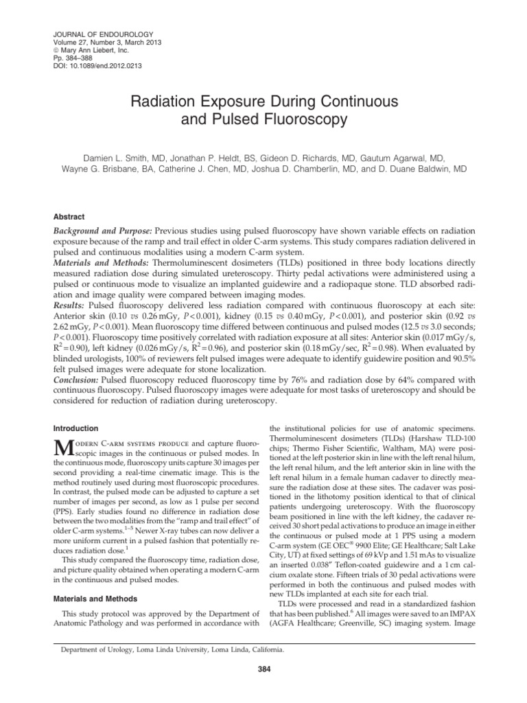 Pulsed vs Continuous Fluoroscopy Radiation | PDF | Ionizing Radiation ...