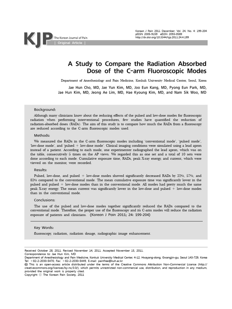 A Study To Compare The Radiation Absorbed Dose of The C-Arm ...