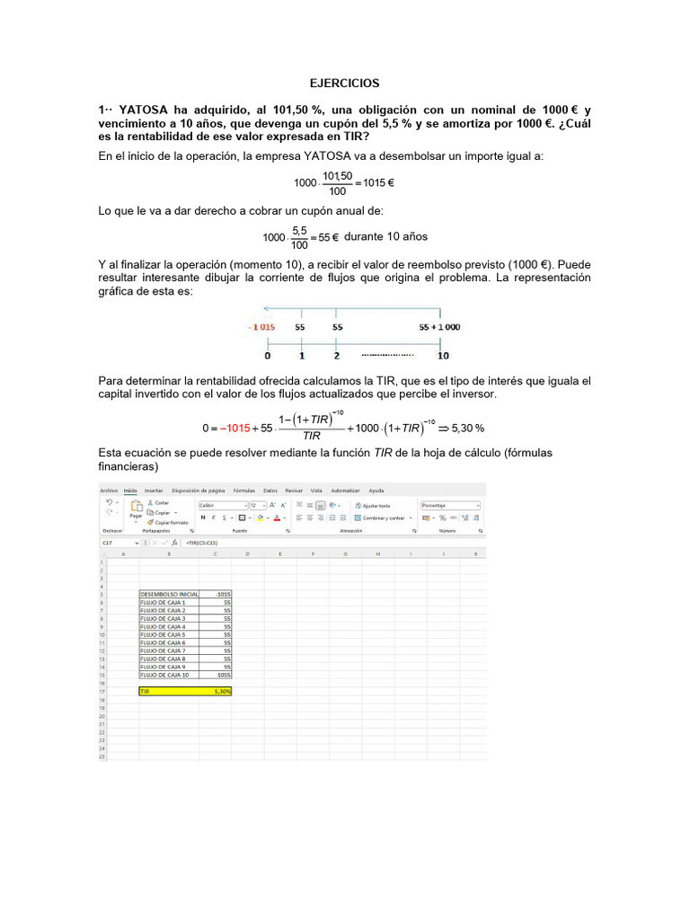 Boletín 1.ejercicios Van y Tir | PDF | Interés | Inversiones