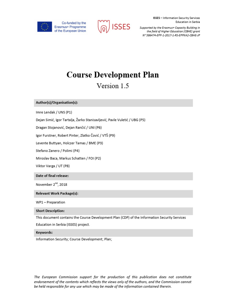 1 - ISSES Course Development Plan v1.5 | PDF