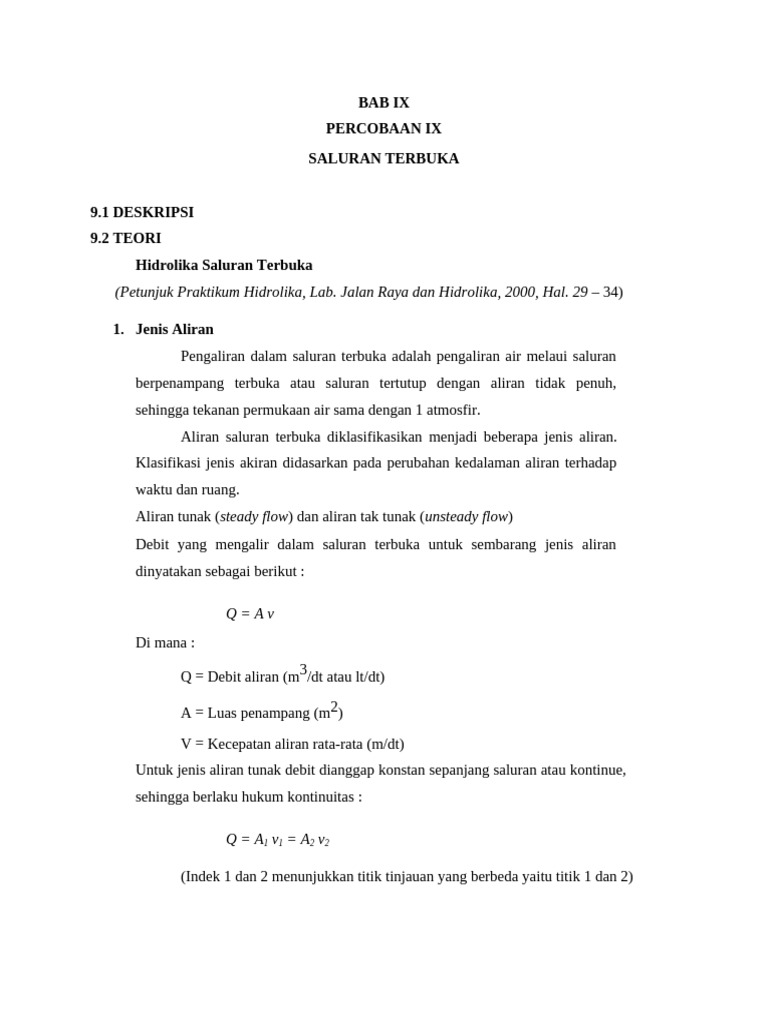 Laporan Hidrolika Bab9 | PDF