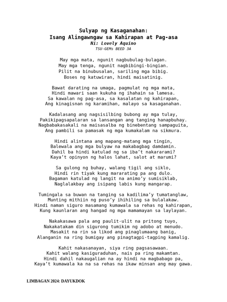 Limbagan 2024 - Dayukdok | PDF