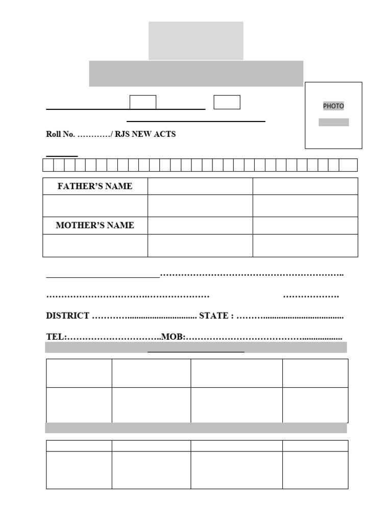 RJS New Acts Admission Form | PDF