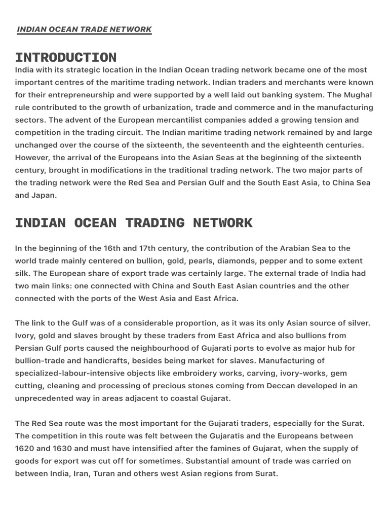 Indian Ocean Trade Network | PDF | Trade | East India Company