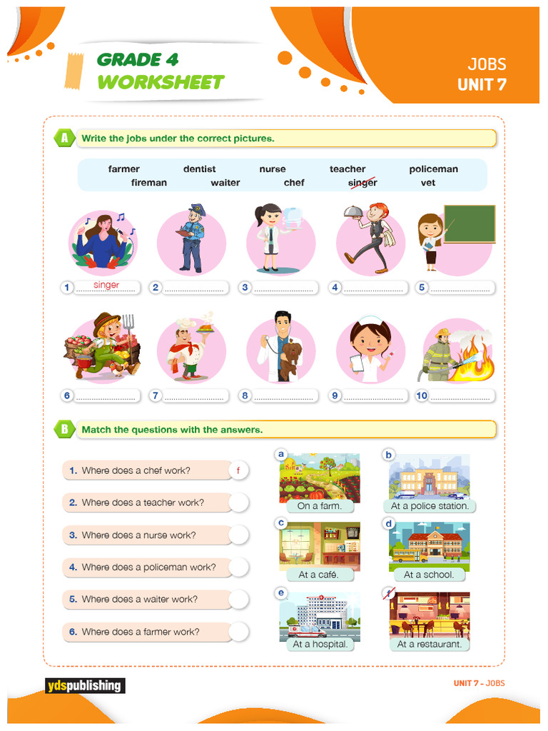 Grade 4 Jobs Worksheet | PDF