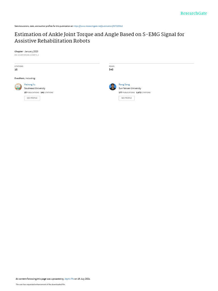 Estimation of Ankle Joint Torque and Angle Based On S EMG Signal For Assistive Rehabilitation ...