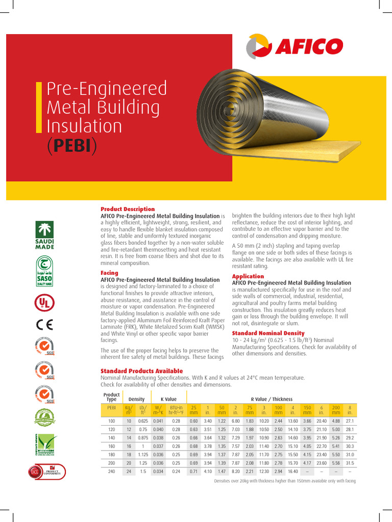 AFICO Pre-Engineered Metal Insulation | PDF | Thermal Insulation ...