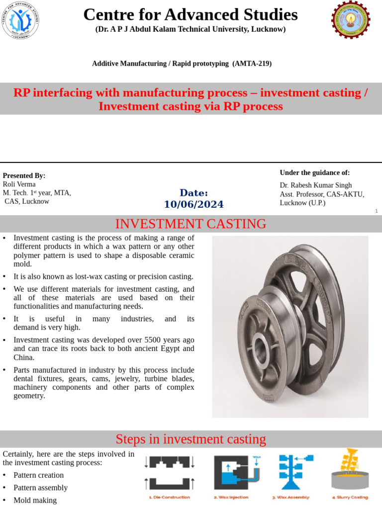 RP Interfacing With Manufacturing Process - Investment Casting | PDF ...