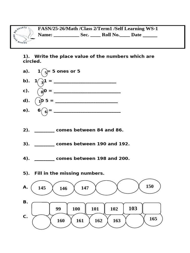 Math Self Learning WS 1 | PDF