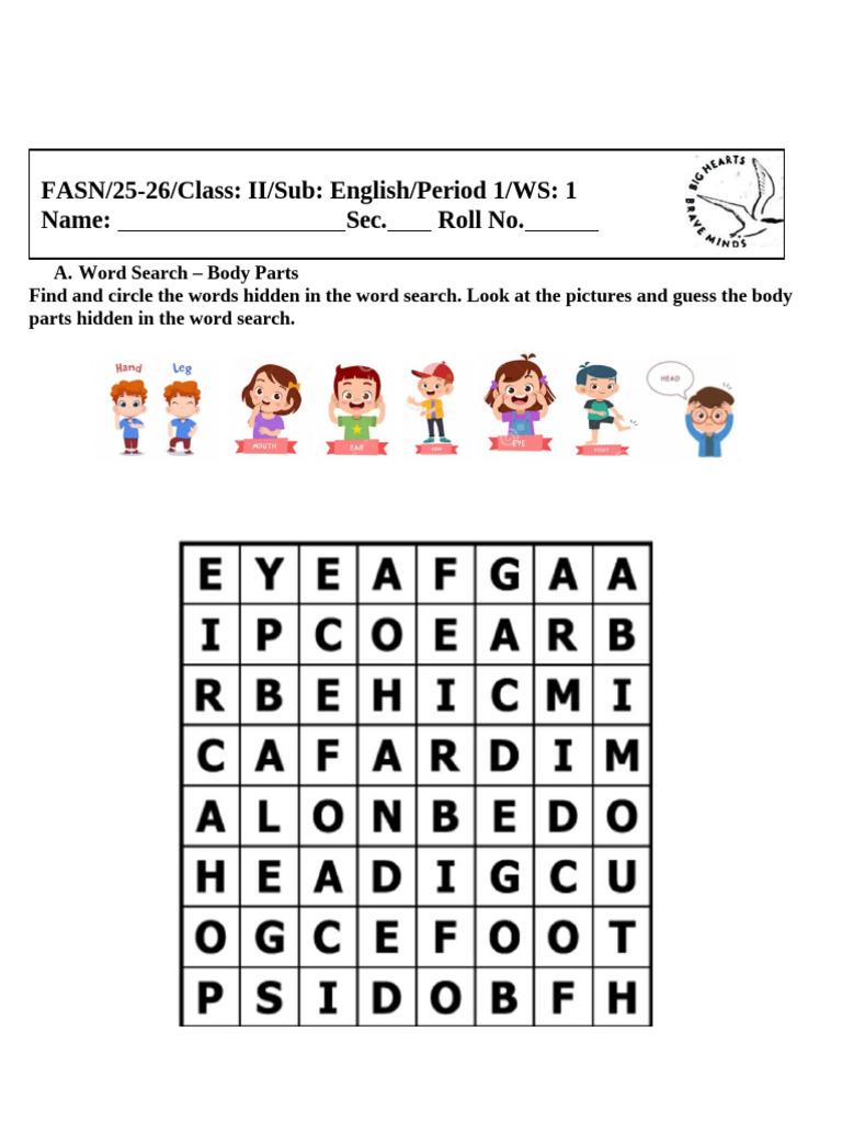 2025-26 Eng Self Learning Worksheet 1 Poem Toes and Rhyming Words | PDF