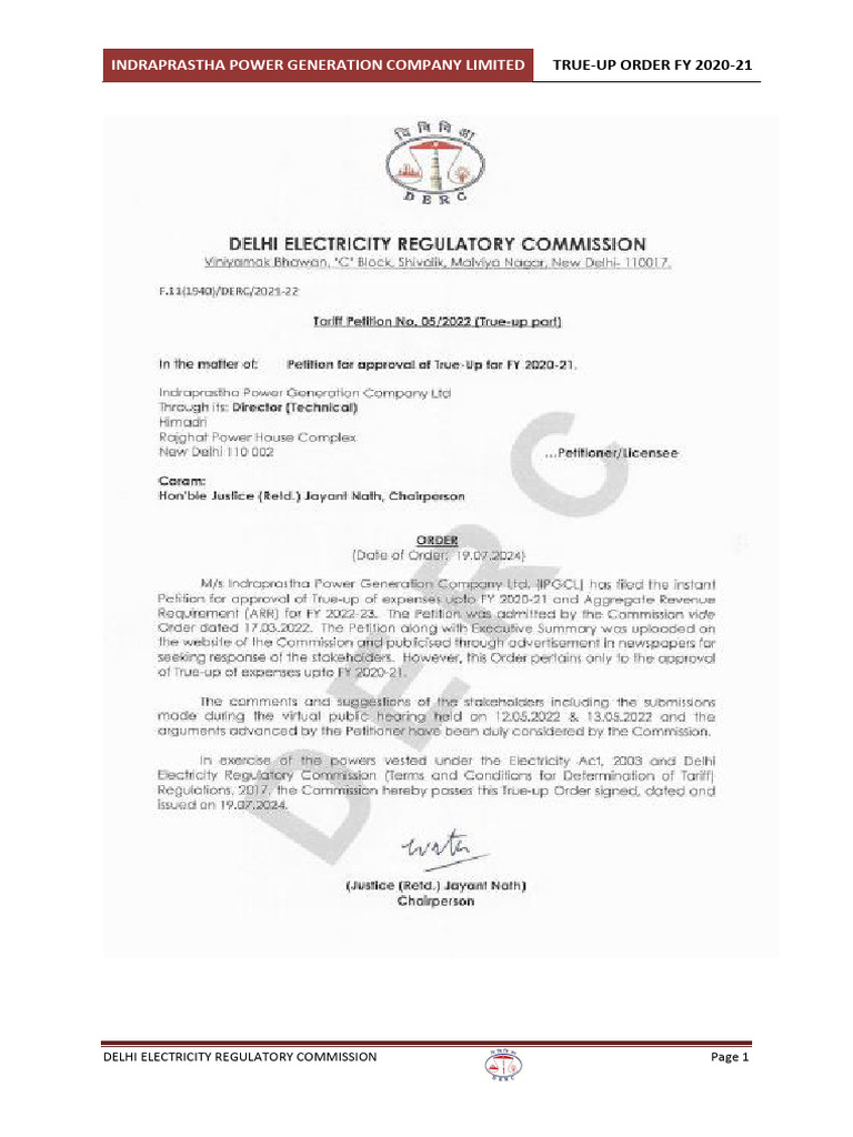 True-Up of FY 2020-21 - IPGCL | PDF | Electric Power