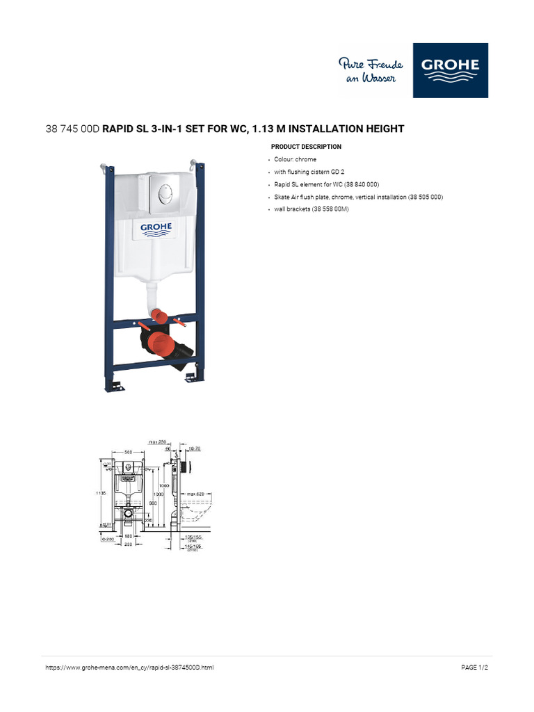 GROHE Specification Sheet 3874500D | PDF | Valve | Screw
