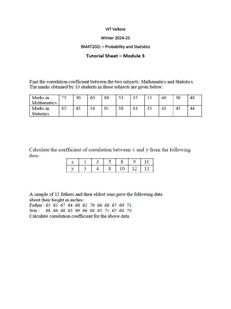 Module 3 Problems Sheet | PDF