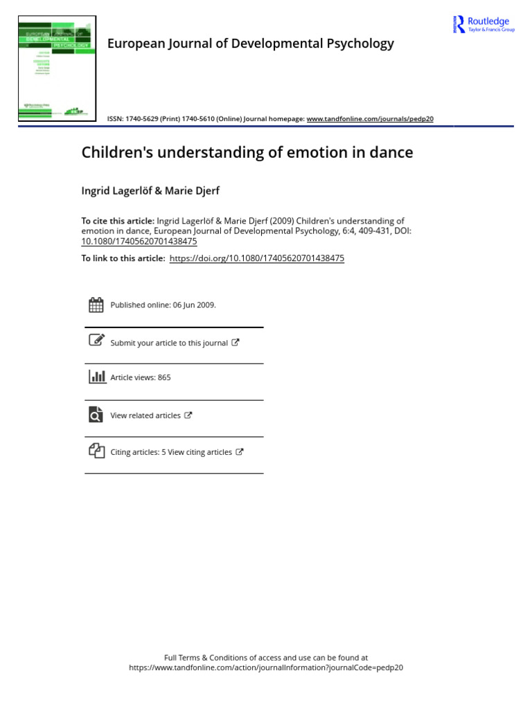 Understanding Emotions in Children's Dance | PDF | Emotions | Dances