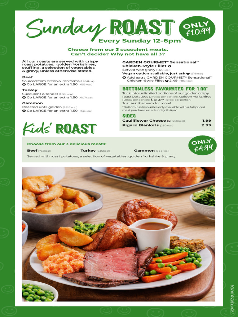 Sunday Roast Menu at Brewers Fayre | PDF