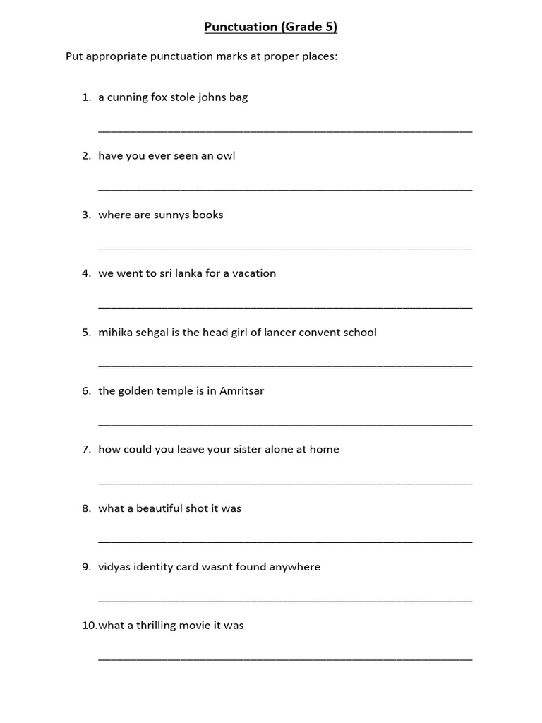 Punctuation Grade 5 | PDF