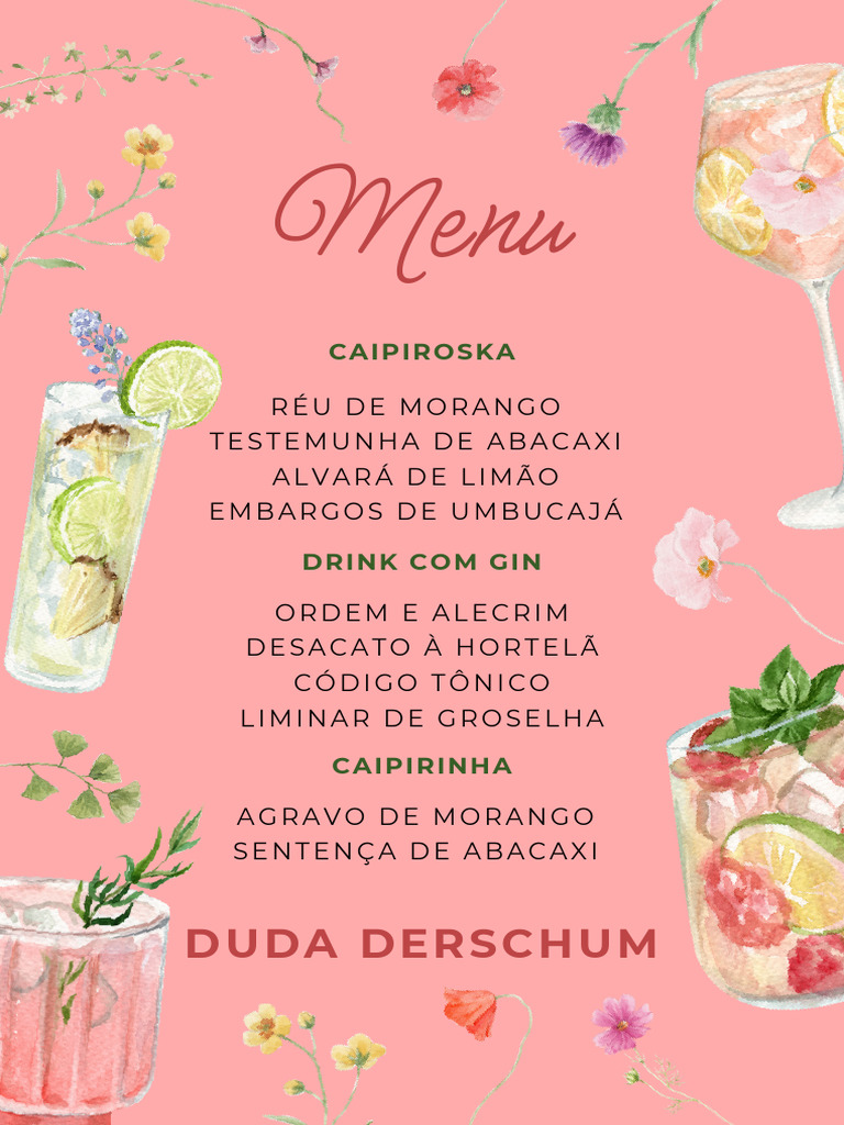 Colorful Floral Bright Watercolor Aesthetic Dainty Cute Cocktail Drinks ...