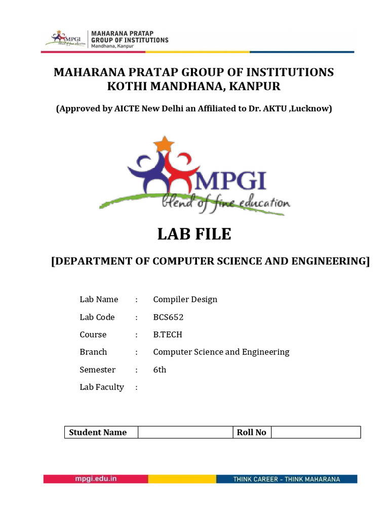 Compiler Design Lab Documentation | PDF