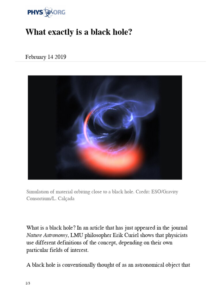 2019 02 Black Hole | PDF | Physics | Black Hole