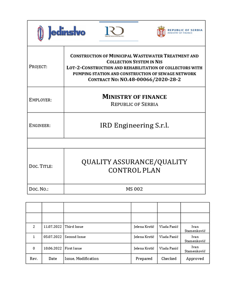 MS002 QA QC - Plan Wastewater | PDF | Quality Assurance