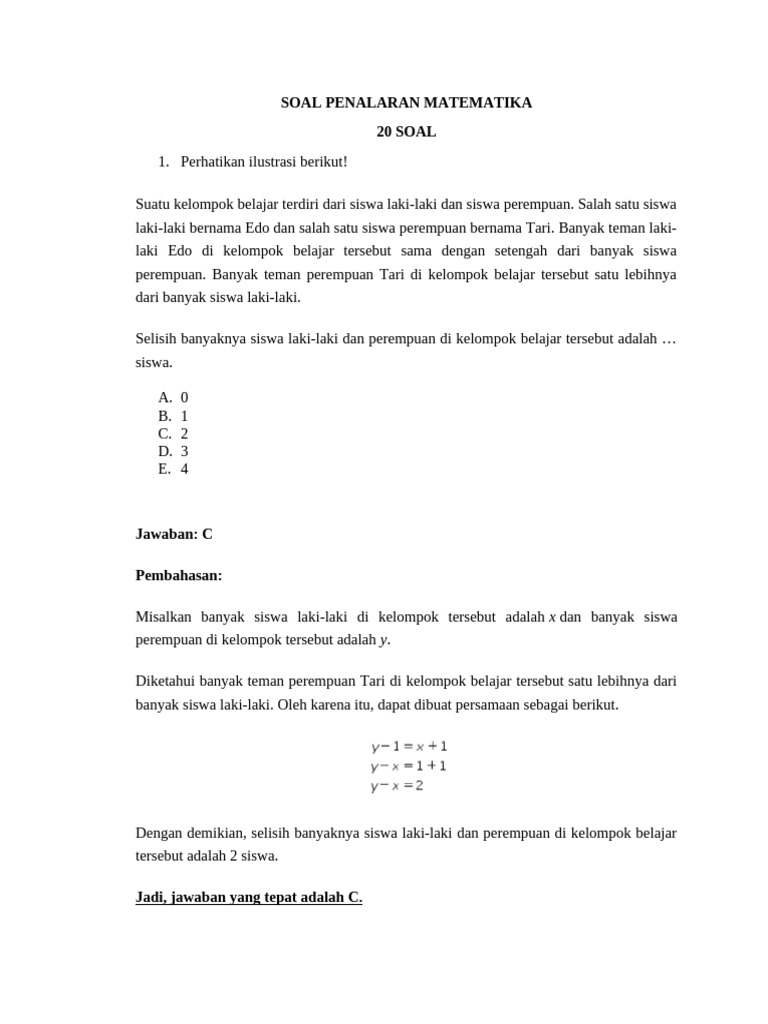 Soal Penalaran Matematika | PDF