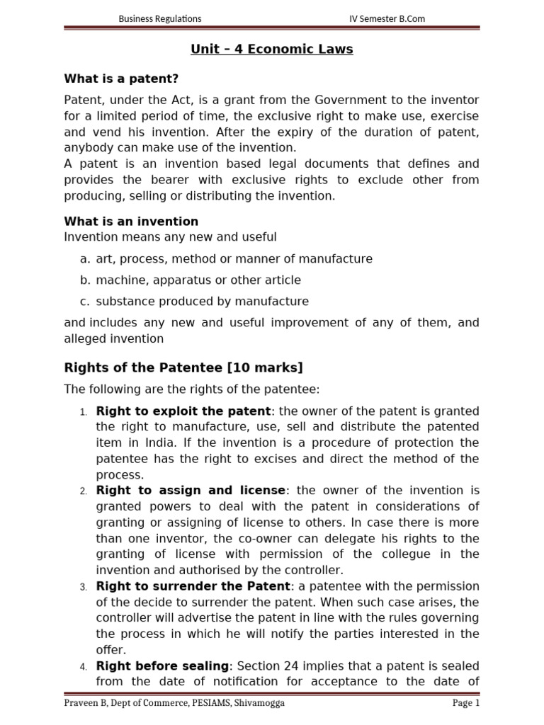 Understanding Patents and Economic Laws | PDF | Patent Application ...