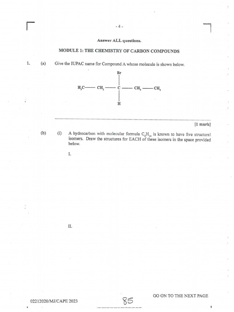 CAPE 2 CHEM (2023 & 2024) Paper 2 Past Papers | PDF