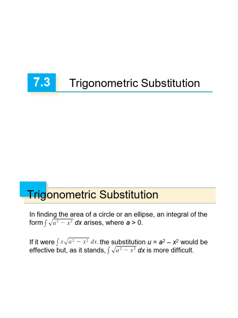 7-3.trigonometric Substitution | PDF | Trigonometric Functions | Function (Mathematics)