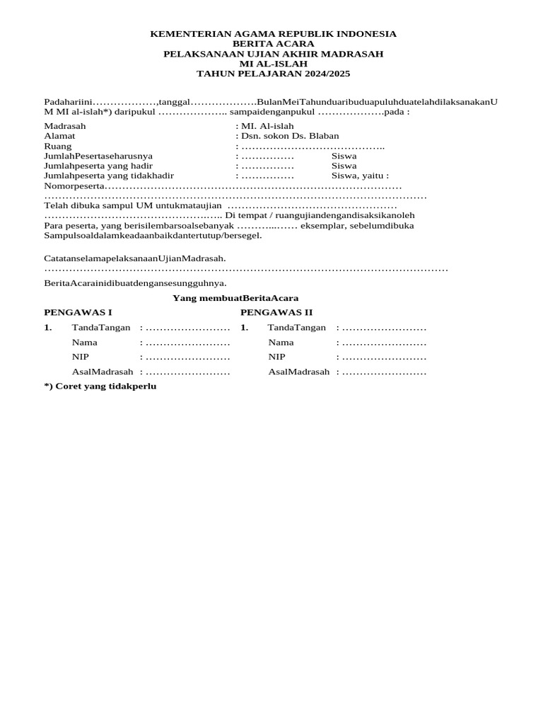 Berita Acara & Daftar Hadir Um | PDF