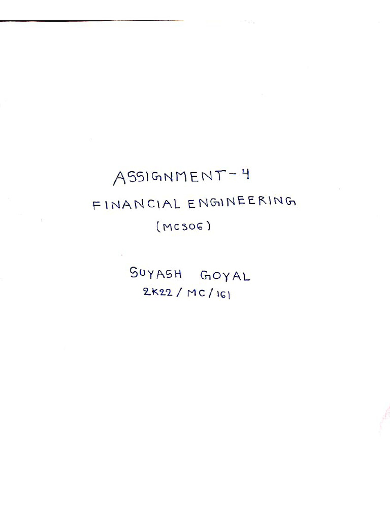 Financial Engineering Assignment 4 | PDF