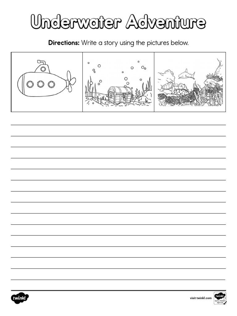 BW First Grade Underwater Adventure Write A Story Activity | PDF