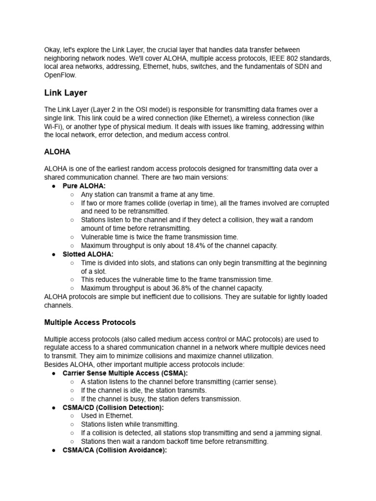 Link Layer - ALOHA, Multiple Access Protocols, IEEE... | PDF | Ethernet ...