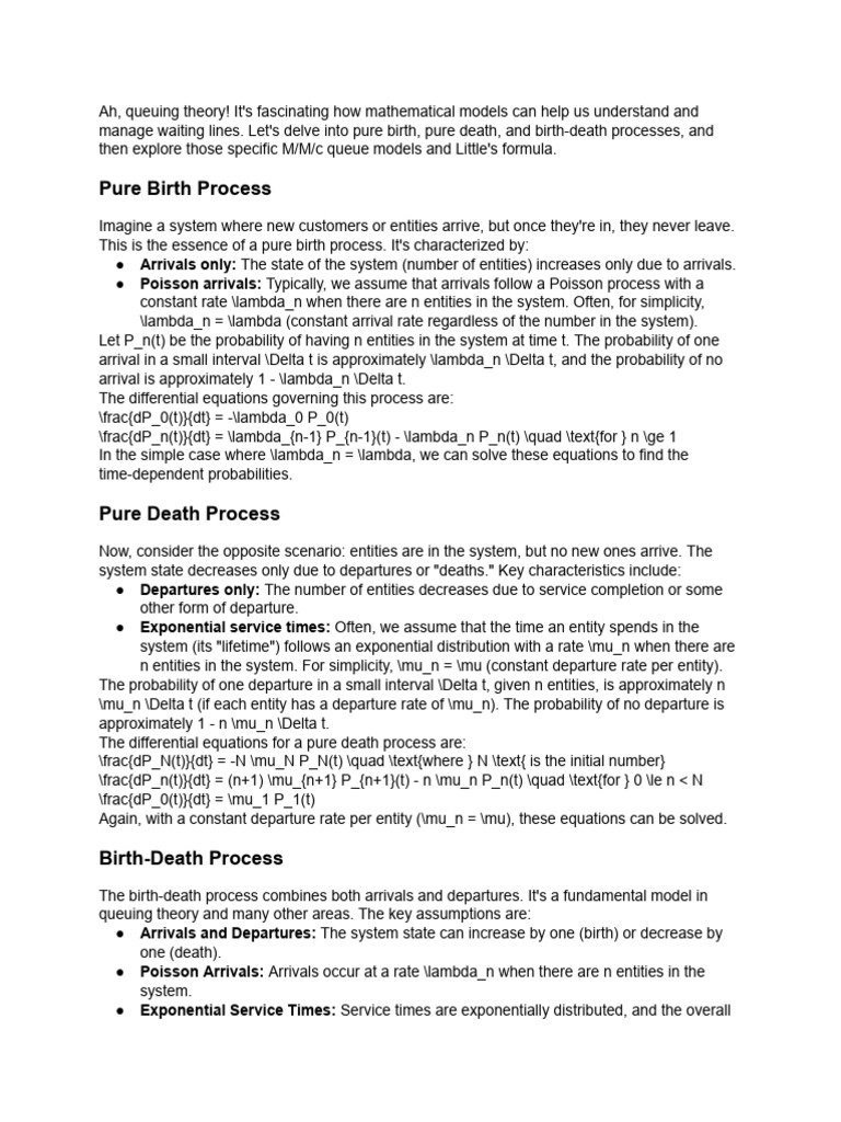 Queuing Theory - Pure Birth, Pure Death & Birth-Dea... | PDF ...