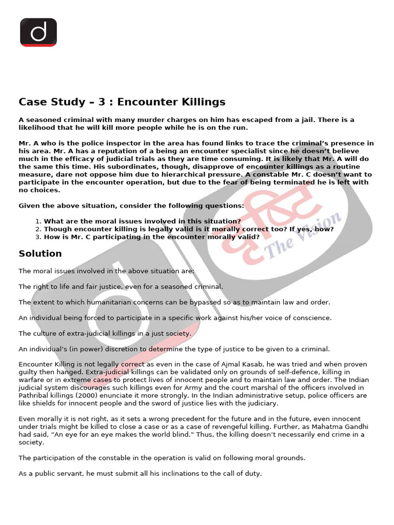 Case Study - 3 Encounter Killings | PDF | Justice | Crime & Violence