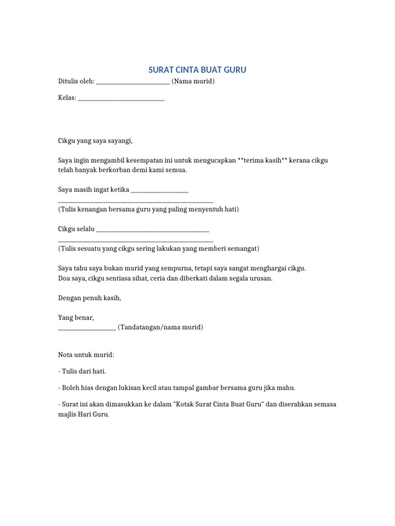 Surat Cinta Buat Guru | PDF