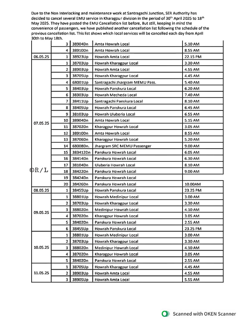 Time Table N I Work | PDF