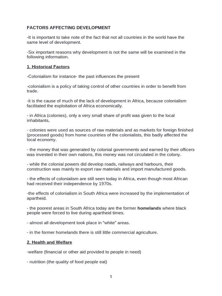 Factors Affecting Development | PDF | Balance Of Trade | Economies