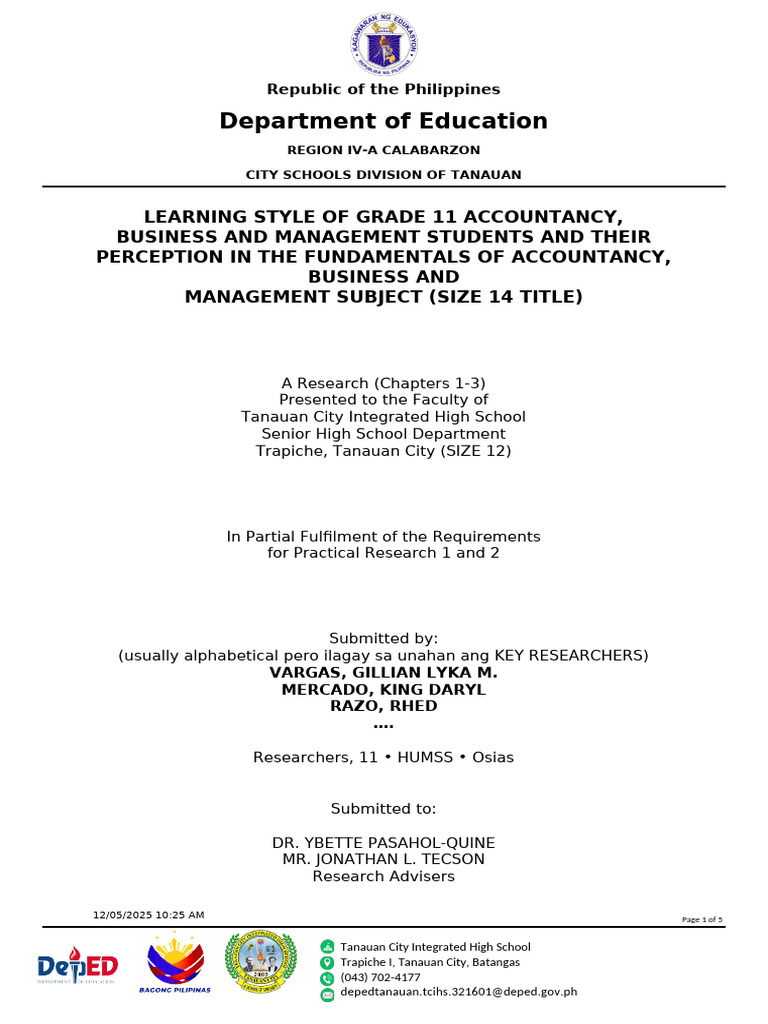 Final PreOral Template Research SHS CityHIgh | PDF | Psychology ...