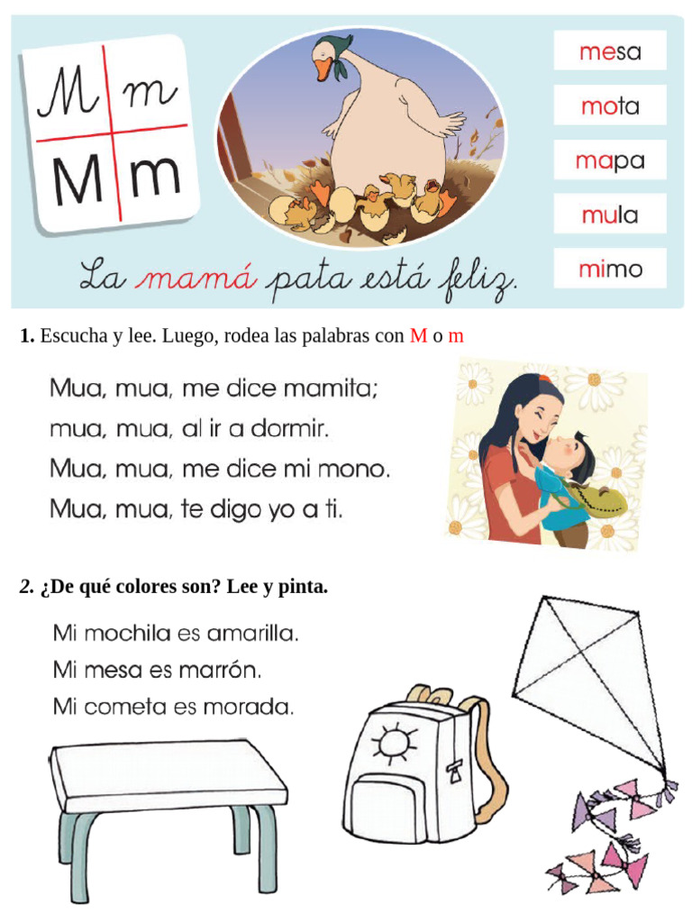 Actividades del fonema M para niños | PDF