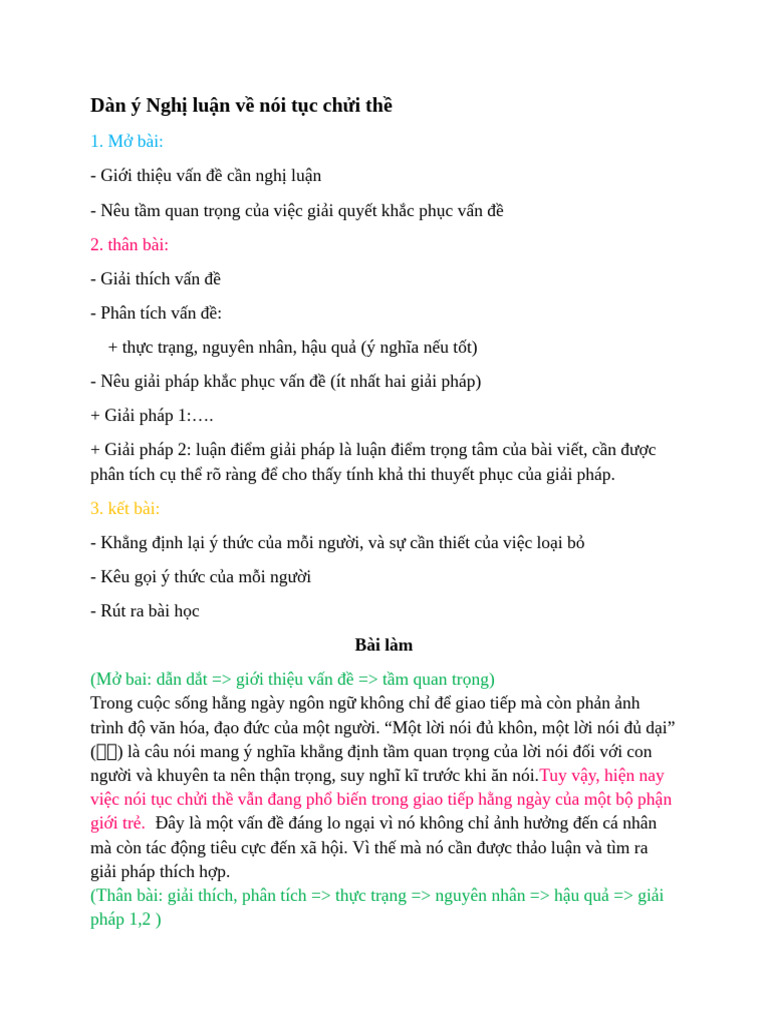 Dan y Nghi Luan Ve Noi Tuc Chui The | PDF