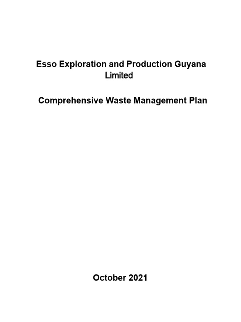 Guyana Comprehensive Waste Management Plan | PDF | Waste | Waste Management