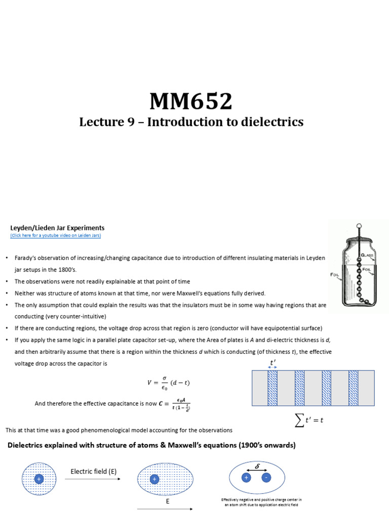 Lecture 9 - Introduction to Dielectrics | PDF | Chemical Polarity | Dielectric