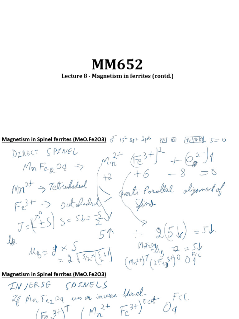 Lecture 8 - Magnetism in Ferrites Part 2 | PDF